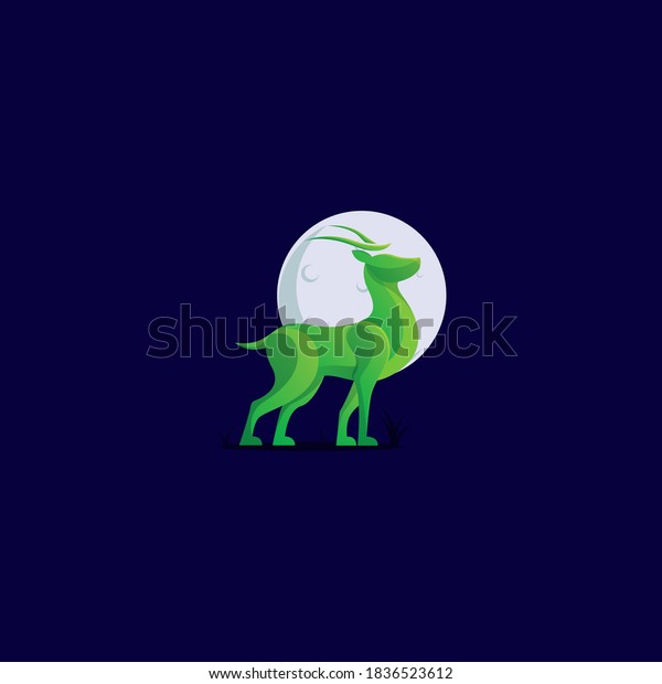 Colorful Deer Moon Logo Design Stock Vector (Royalty Free) 1836523612 ...