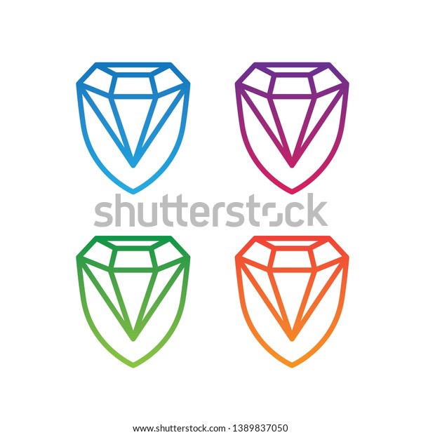 Colorful Diamond Shield Logo Design Set Stock Vector (Royalty Free ...
