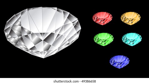 Colorful Diamond Vector Set Isolated On Stock Vector (Royalty Free ...