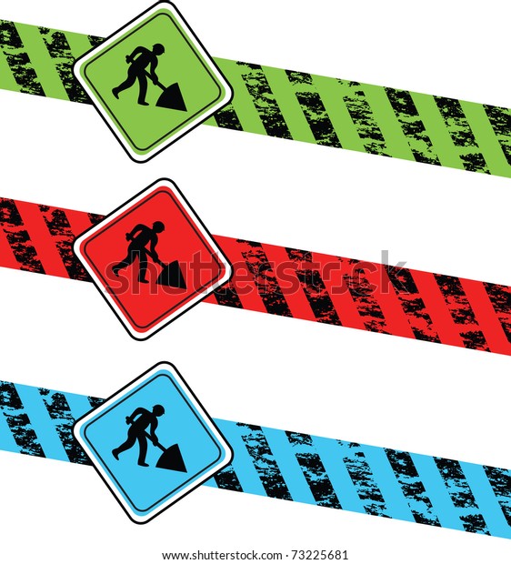 Colorful Digging Warning Signs Stock Vector (Royalty Free) 73225681 ...