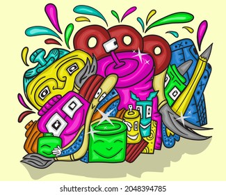 Colorful Doodle Art Vector Stock Vector (Royalty Free) 2048394785 ...