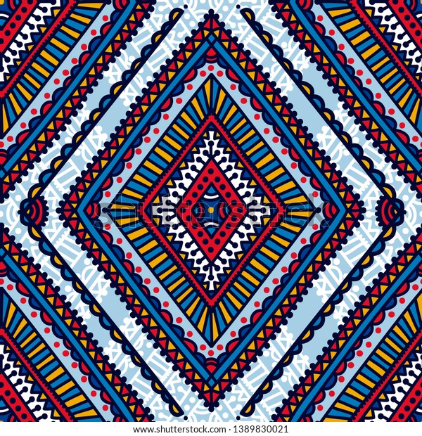 Colorful Doodle Seamless Pattern Boho Style Stock Vector (Royalty Free ...