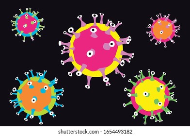 Colorful Drawing Virus Stock Vector (Royalty Free) 1654493182 ...