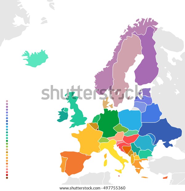 Colorful Empty Map Europe Simplified Vector: เวกเตอร์สต็อก (ปลอดค่า ...