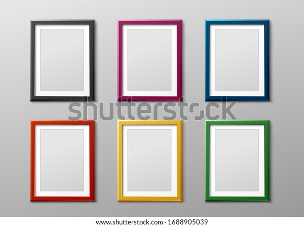 Colorful Empty Photo Frame Set Hanging Stock Vector (Royalty Free ...