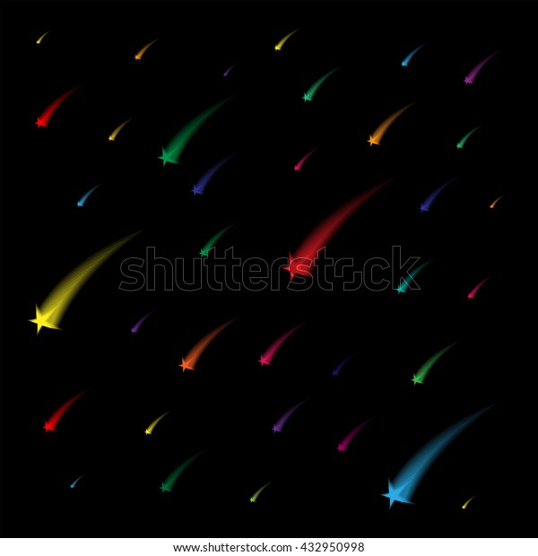 Colorful Falling Stars Celestial Background Vector Stock Vector ...