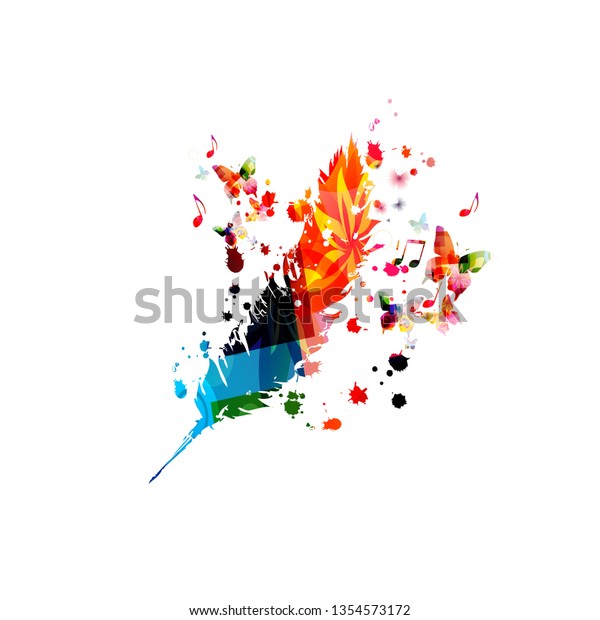 Colorful Feather Music Notes Isolated Vector 库存矢量图（免版税）1354573172