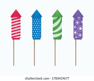Set Pyrotechnic Rockets Vector Illustration Eps Stock Vector (Royalty ...