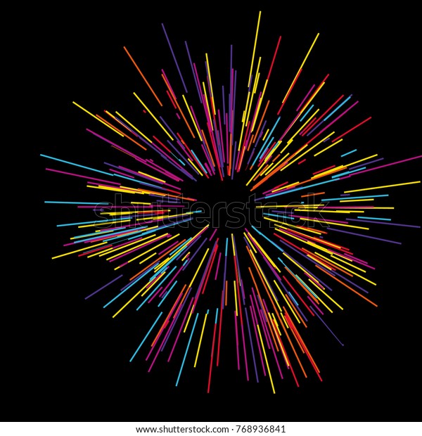 Colorful Fireworks Radiating Center Thin Beams Stock Vector (Royalty ...