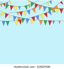 Colorful Flags On Light Blue Background Stock Vector (Royalty Free ...
