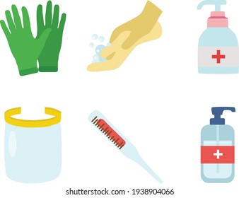 Vector Set Medical Iconsvirus Protection Gloves Stock Vector (Royalty ...