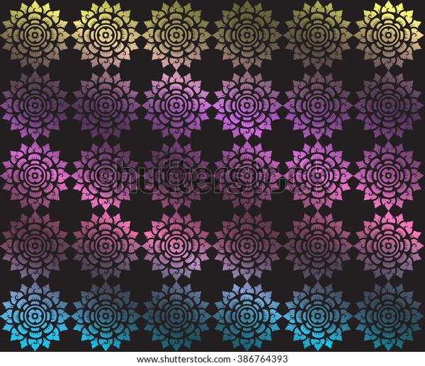 Colorful Floral Thai Pattern Background Stock Vector (Royalty Free ...