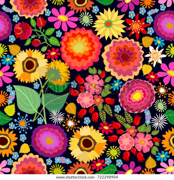 Colorful Flourish Carpet Seamless Vector Pattern Stock Vector (Royalty ...