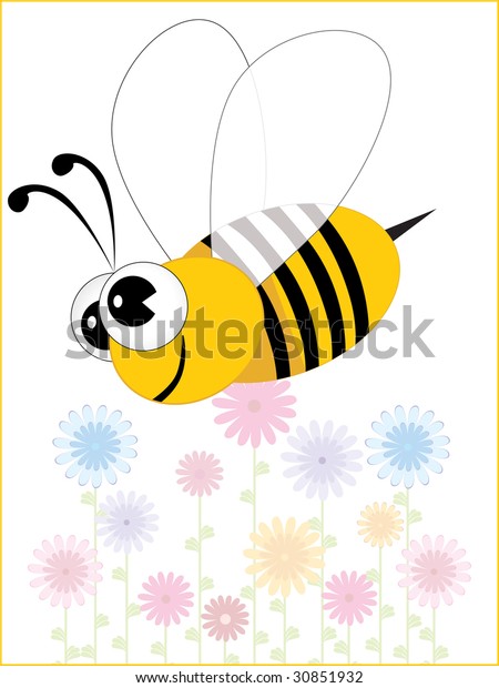 Colorful Flower Background Comic Bee: เวกเตอร์สต็อก (ปลอดค่าลิขสิทธิ์ ...