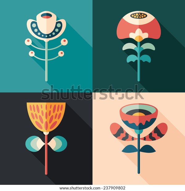 Colorful Flowers Flat Square Icons Christmas Stock Vector (Royalty Free ...