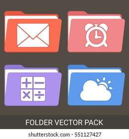 Colorful Folder Icon Pack Modern Flat 스톡 벡터(로열티 프리) 551127427 ...