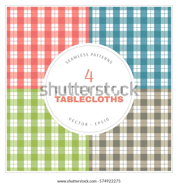 Colorful Four Checkered Tablecloths Seamless Patterns Stock Vector ...