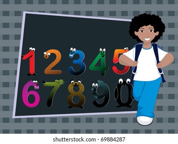 Colorful Funky Numbers Background Boy Going Stock Vector (Royalty Free ...