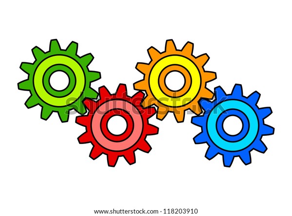 Colorful Gears Stock Vector (Royalty Free) 118203910