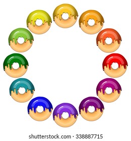 Colorful Glazed Color Wheel Vector Donuts Stock Vector (Royalty Free ...