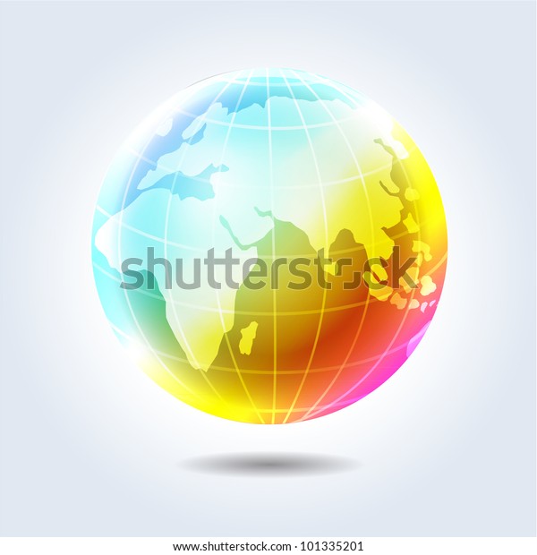 Colorful Glossy Rainbow Earth Globe Icon Stock Vector (Royalty Free ...