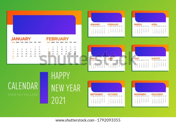 Colorful Gradient Desk Calendar Design 2021 Stock Vector (Royalty Free ...