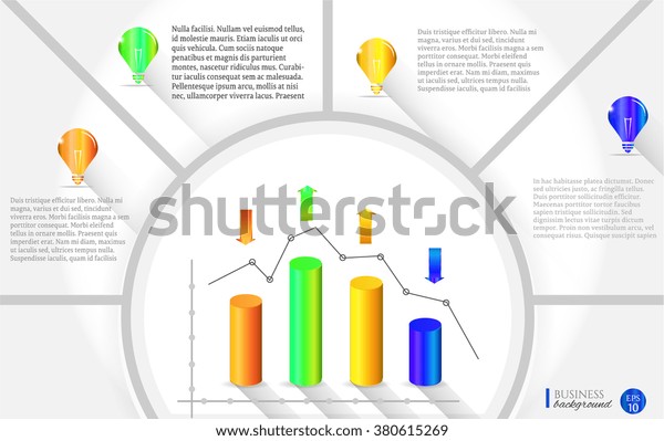 Colorful Graph Chart Bulbs Infographics Presentations Stock Vector ...