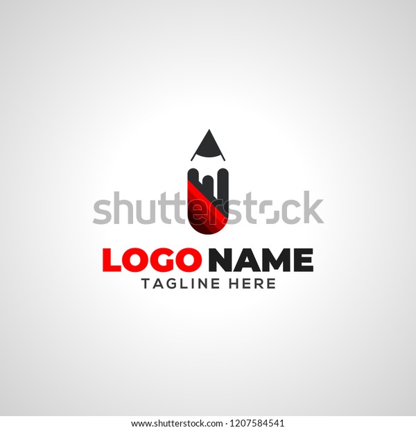 Colorful Graphic Pencil Logo Stock Vector (Royalty Free) 1207584541