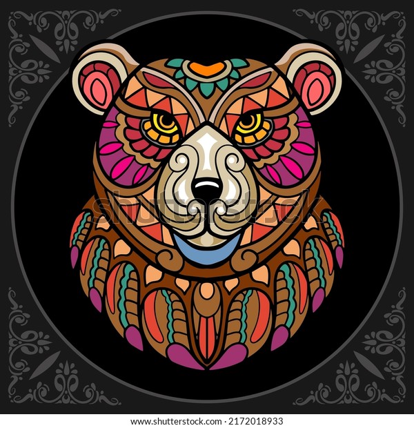 Colorful Grizzly Bear Head Zentangle Arts: เวกเตอร์สต็อก (ปลอดค่า ...