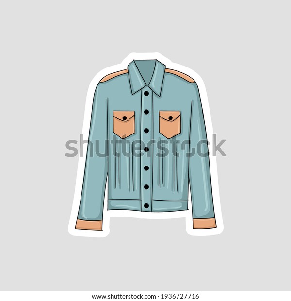 Colorful Hand Drawn Denim Jacket Stickers Stock Vector (Royalty Free ...