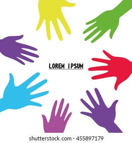 Hand Print Circle Icon Set Colorful Stock Vector (Royalty Free) 1928939138