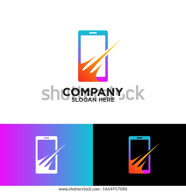 Colorful Handphone Logo Design Template Stock Vector (Royalty Free ...