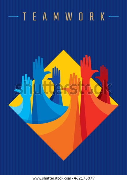 Colorful Hands Design Teamwork Concept Illustration Stock Vector ...