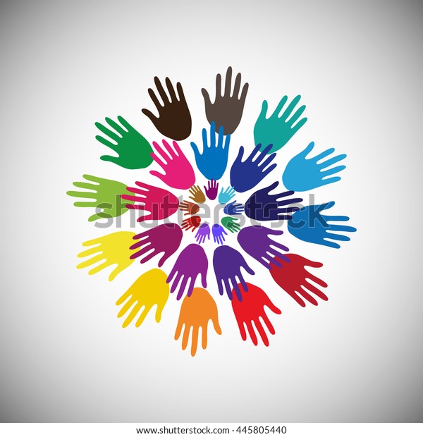 Colorful Hands On White Background Circle Stock Vector (Royalty Free ...