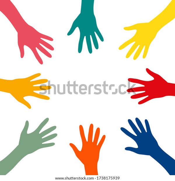 Colorful Hands Raised Isolated Vector Illustration Stock Vector ...