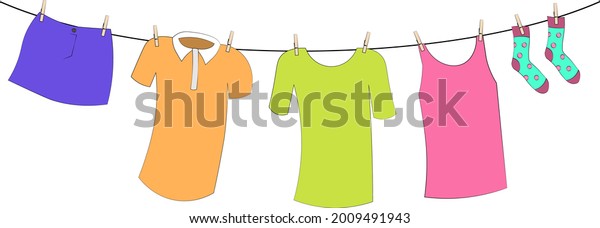 Colorful Hanging Laundry Vector Decorative Garland Stock Vector ...