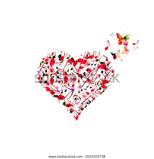 Colorful Heart Music Notes Isolated Love Stock Vector (Royalty Free ...
