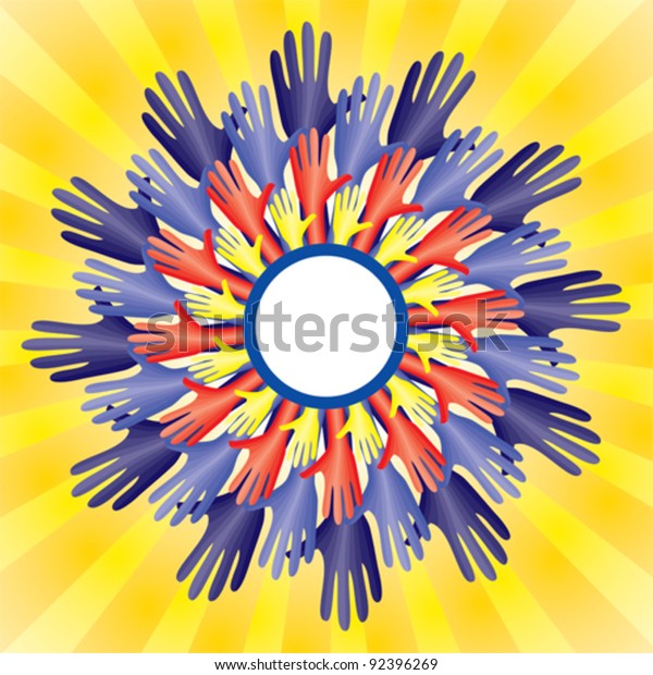Colorful Helping Hands Flower Shape Arranged Stock Vector (Royalty Free ...