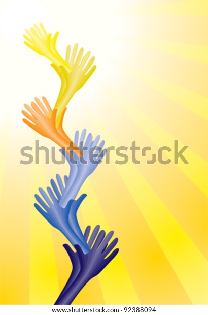 Colorful Helping Hands Supporting Each Other: vector de stock (libre de ...