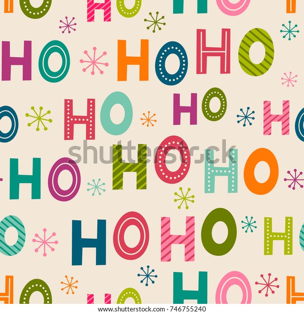 Colorful Hohoho Seamless Pattern Background Christmas Stock Vector ...