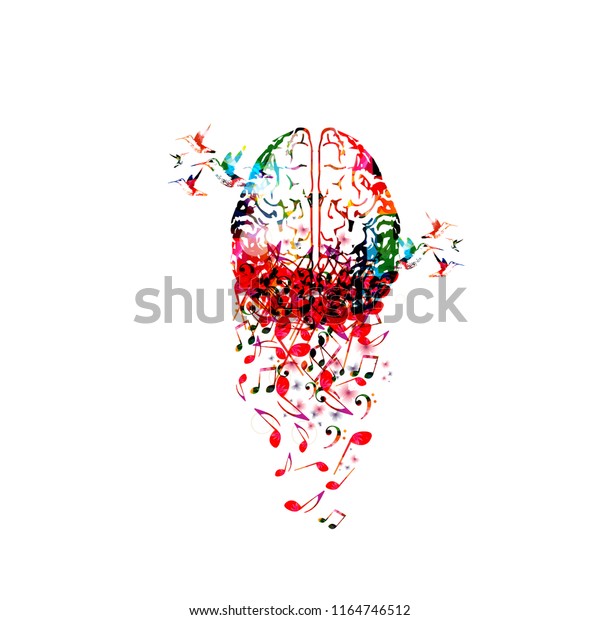 Colorful Human Brain Music Notes Isolated Stock Vector (Royalty Free ...