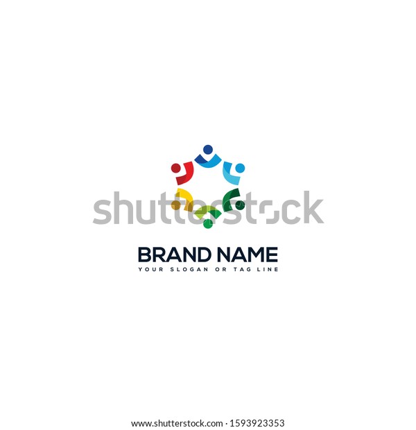 Colorful Human Team Logo Design Vector Stock Vector (Royalty Free ...
