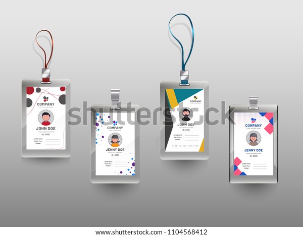 Colorful Identification Card Set Stock Vector (Royalty Free) 1104568412