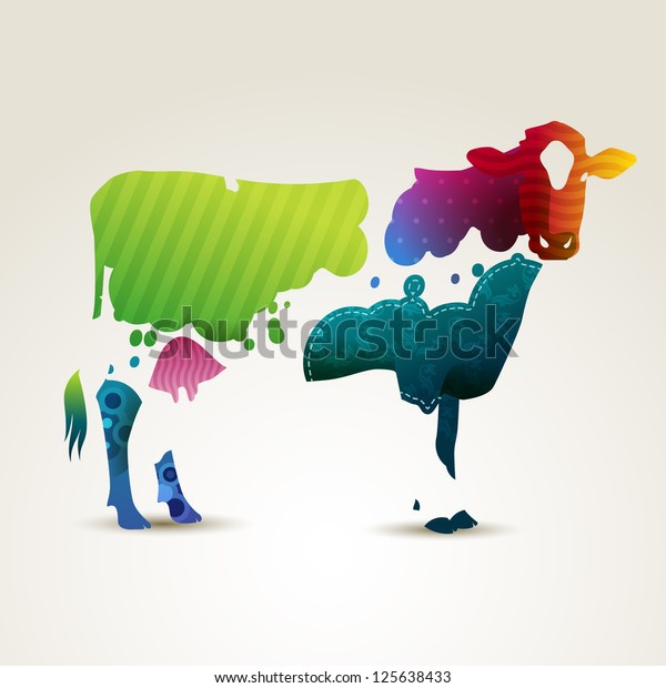 Colorful Illustration Cow Eps10 Vector Stock Vector (Royalty Free ...