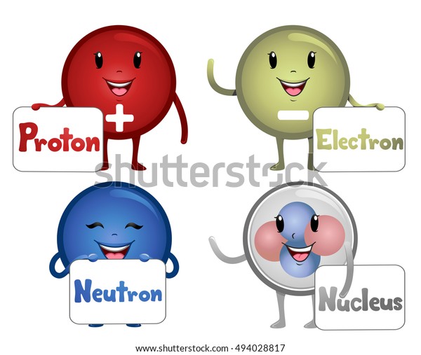 Colorful Illustration Featuring Happy Atomic Particle Stock Vector ...
