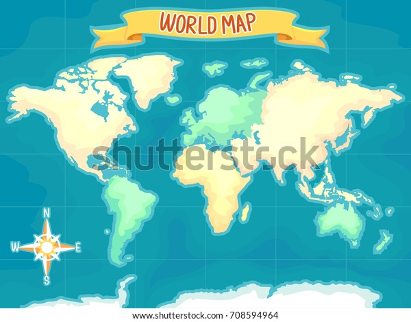 Colorful Illustration Featuring World Map Direction Stock Vector ...