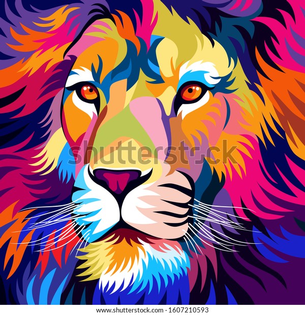 Colorful Illustrations Lion Simple Design Logo Stock Vector (Royalty ...