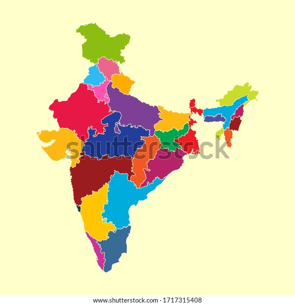Colorful India Map Vector Illustrattor: เวกเตอร์สต็อก (ปลอดค่าลิขสิทธิ์ ...