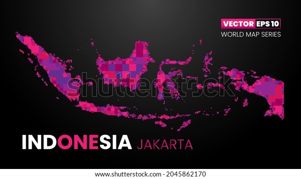 Colorful Indonesia Map Pixel Art Style Stock Vector (Royalty Free ...
