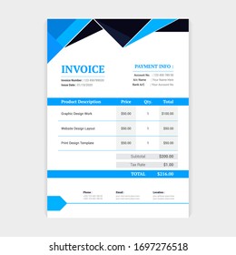 Colorful Invoice Bill Design Template Money Stock Vector (Royalty Free ...